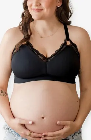 DAVIN & ADLEY Busty Sizeella Maternity & Nursing Lace Bralette - Black
