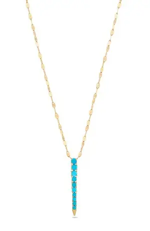 Lana Jewelry 14k Gold And Turquoise Tennis Pendant Necklace - Yellow Gold