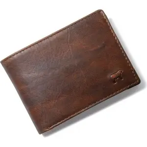 Will Leather Goods William Two Tone Bifold Wallet Whiskey/red