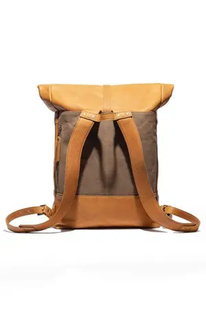 Will Leather Goods Leather Roll Top Backpack - Tan