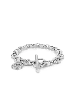 Sheryl Lowe Diamond Cross Charm Mariner Link Bracelet - Sterling Silver