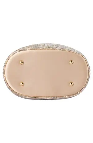 OLGA BERG Crystal Top Handle Clutch - Champagne