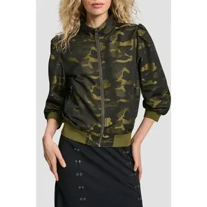 Dkny Camo Jacquard Bomber Jacket - Dark Olive