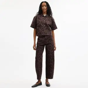 Coach Leopard Print Denim Short Sleeve Top