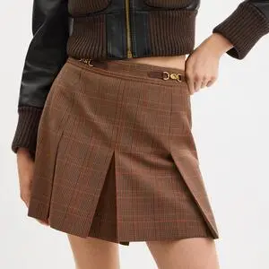 COACH Sculpted C Plaid Pleated Skirt