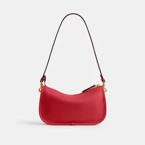 COACH Waverly Bag In Natural Grain Leather - Brass/scarlet