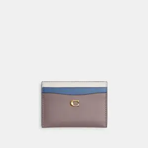 COACH® Essential Card Case In Colorblock - Brass/ash Multi