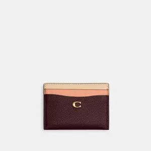 COACH® Essential Card Case In Colorblock - Brass/merlot Multi
