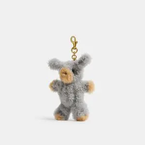 COACH® Fuzzy Shearling Bag Charm - Brass/multi