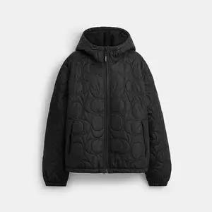 COACH Quilted Signature Puffer Jacket - Black