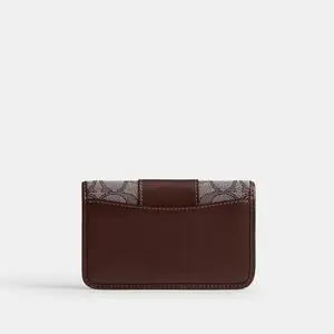 Coach Essential Slim Card Case In Signature Jacquard - Brass/oak Maple