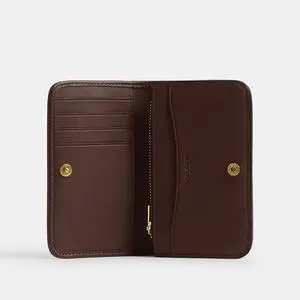 Coach Essential Slim Card Case In Signature Jacquard - Brass/oak Maple