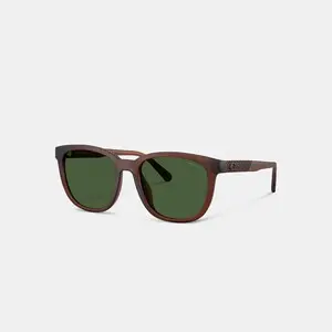 COACH Textured Square Frame Sunglasses - Brown