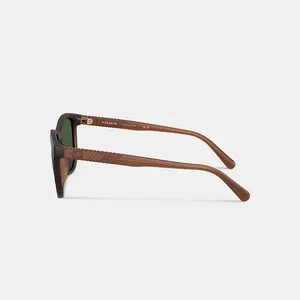 COACH Textured Square Frame Sunglasses - Brown