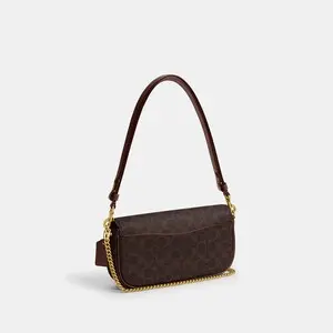 COACH Brook Flap Chain Bag In Signature Canvas - Brass/maple