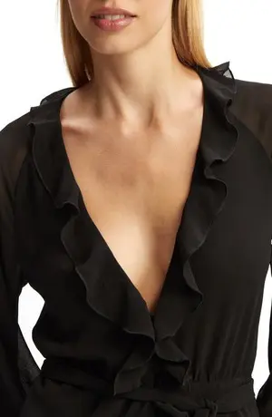 Bardot Kassia Ruffle Long Sleeve High/low Maxi Dress