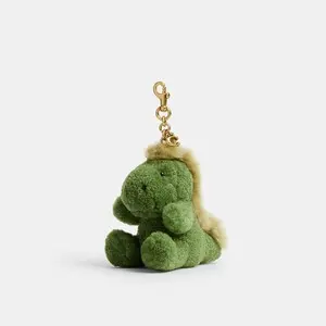 COACH Little Rexy Bag Charm In Shearling - Brass/multi