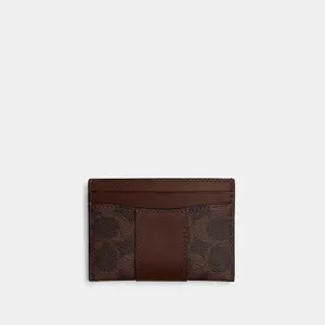 COACH Essential Card Case In Signature Canvas - Brass/maple