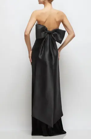 After Six Back Bow Strapless Velvet Gown