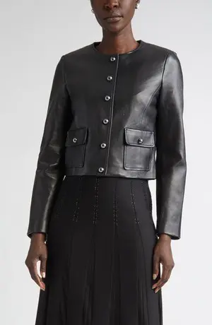 St. John Leather Cropped Jacket