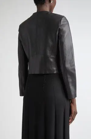 St. John Leather Cropped Jacket