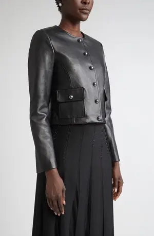 St. John Leather Cropped Jacket