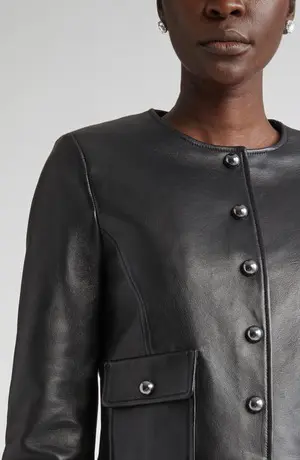 St. John Leather Cropped Jacket