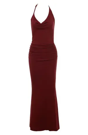 House Of Cb Drape Halter Gown