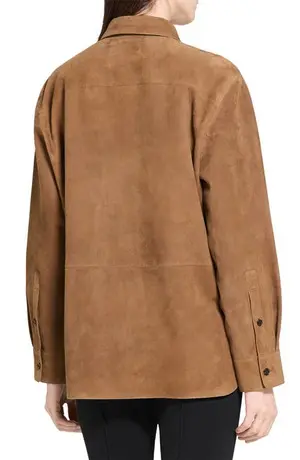 Theory Boxy Fit Suede Shirt Jacket