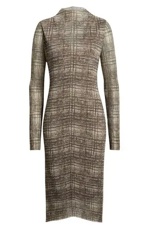 BOSS Mock Neck Long Sleeve Maxi Dress
