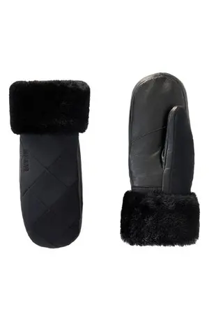 Mackage Fleece Trim Quilted Down Mittens - Black-black