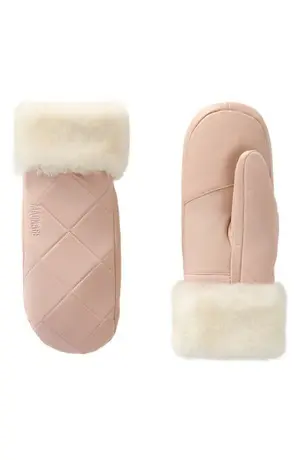 Mackage Fleece Trim Quilted Down Mittens - Sepia Rose-natural