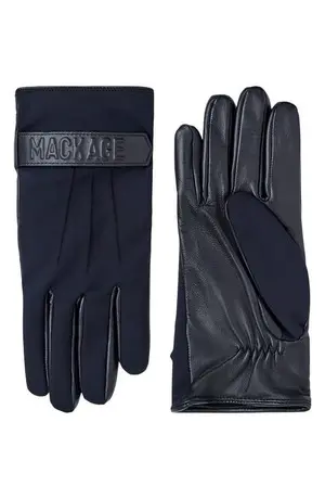 MACKAGE Lined Knit And Leather Gloves