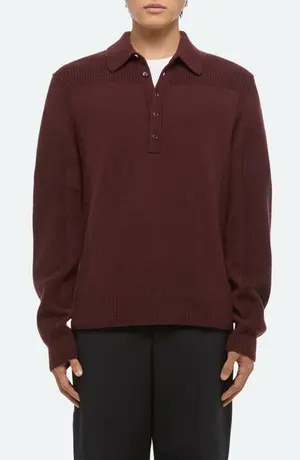 Helmut Lang Block Polo Sweater - Dark Burgundy - Q51