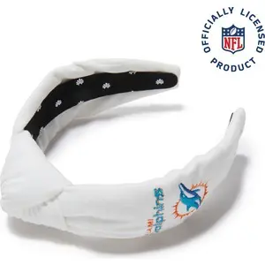 Lele Sadoughi Miami Dolphins Embroidered Knotted Headband - Ivory 100