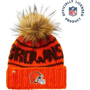 Lele Sadoughi Nfl Cleveland Browns Beanie With Faux Fur Pom Pom - Orange 800