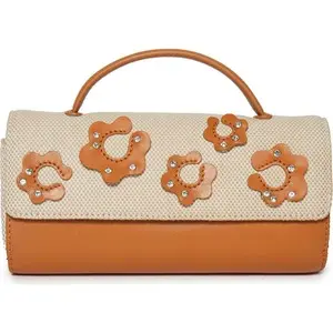 Lele Sadoughi Mini Tabitha Floral Top Handle Bag - Saddle Brown 200