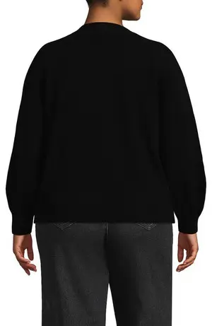 LANDS' END Cashmere V-neck Cardigan - Black