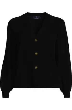 LANDS' END Cashmere V-neck Cardigan - Black