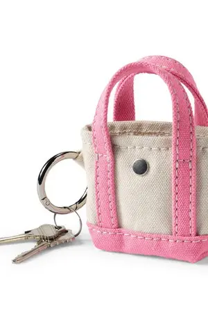 LANDS' END Canvas Mini Tote Bag Charm Natural/fresh Pink