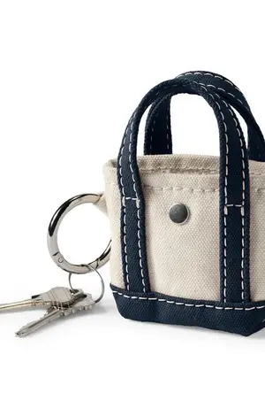 LANDS' END Canvas Mini Tote Bag Charm Natural/radiant Navy