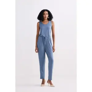 REISTOR Relaxed Sleeveless Jumpsuit With Drawstring - Blue