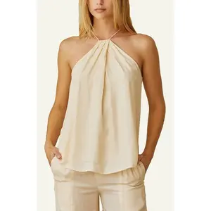 CRESCENT Pleated Halter Cupro Blend Top