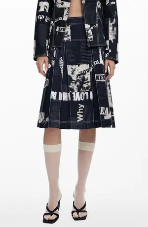 Desigual Box Pleat Patchwork Skirt