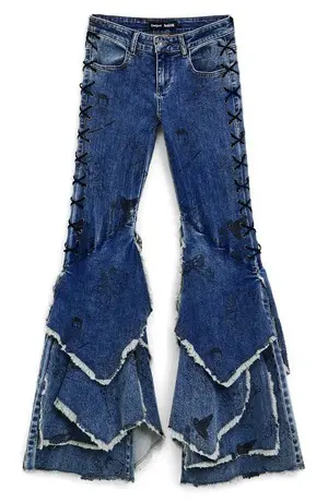 Desigual Cartoon Pattern Flare Jeans