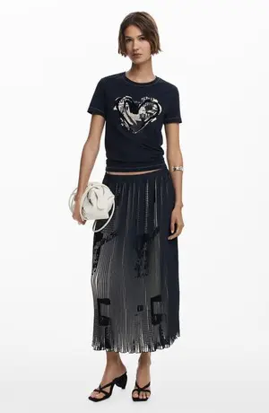 Desigual Evase Micropleat Skirt