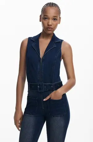 Desigual Sleeveless Denim Jumpsuit