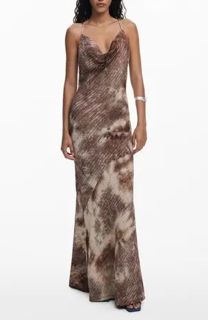 Desigual Cowl Neck Ribbed Maxi Dress