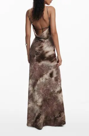 Desigual Cowl Neck Ribbed Maxi Dress