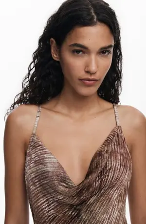 Desigual Cowl Neck Ribbed Maxi Dress
